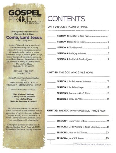 The Gospel Project for Preschool: Come, Lord Jesus–Preschool Activity ...