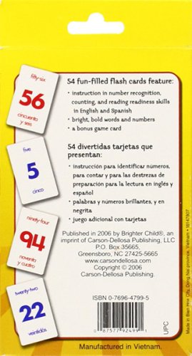 Brighter Child Numbers 1 to 100 Bilingual Flash Cards (English/Spanish ...