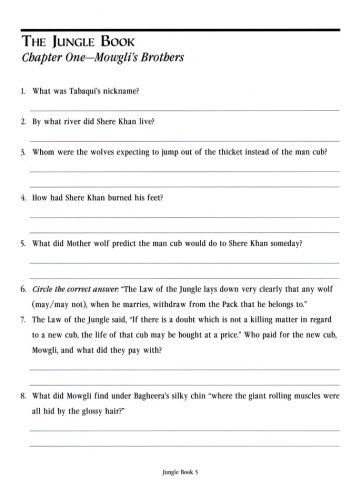 The Jungle Book Comprehension Guide by Jonathan Daughtry | Crossmap ...